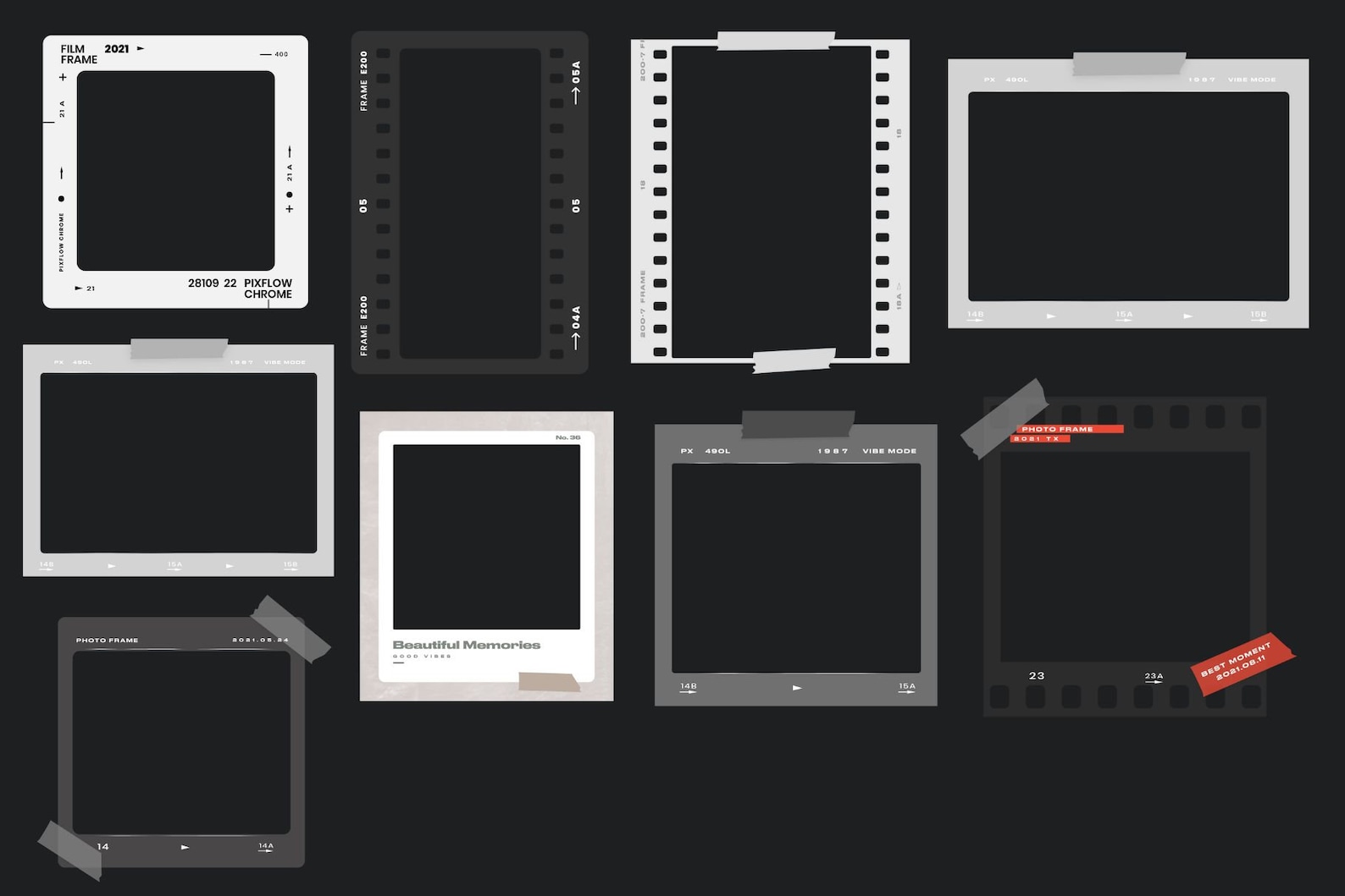 Kodak & Fuji Film Frames for Photoshop (PNG) - Etsy