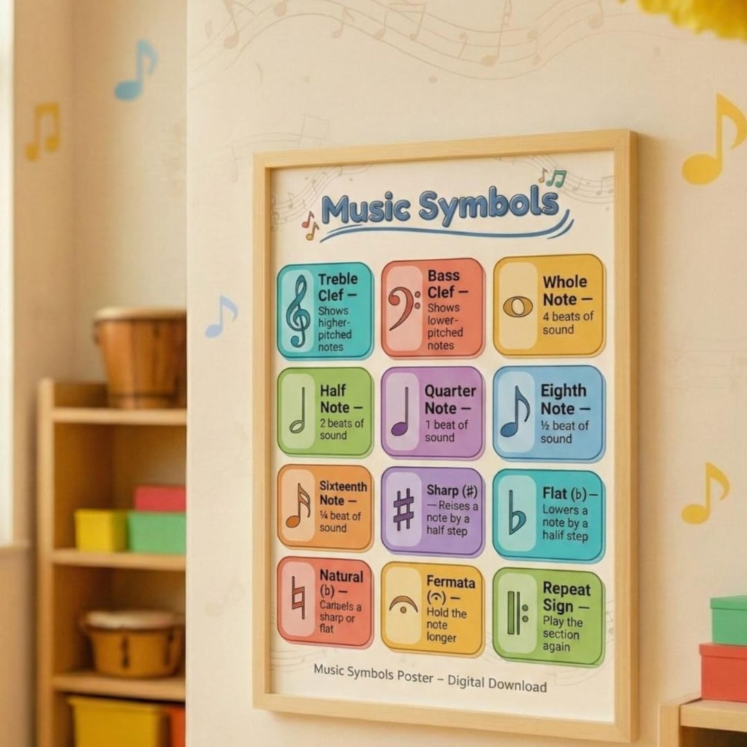 Music Symbols Poster | Elementary Classroom Decor, Music Theory Chart ...
