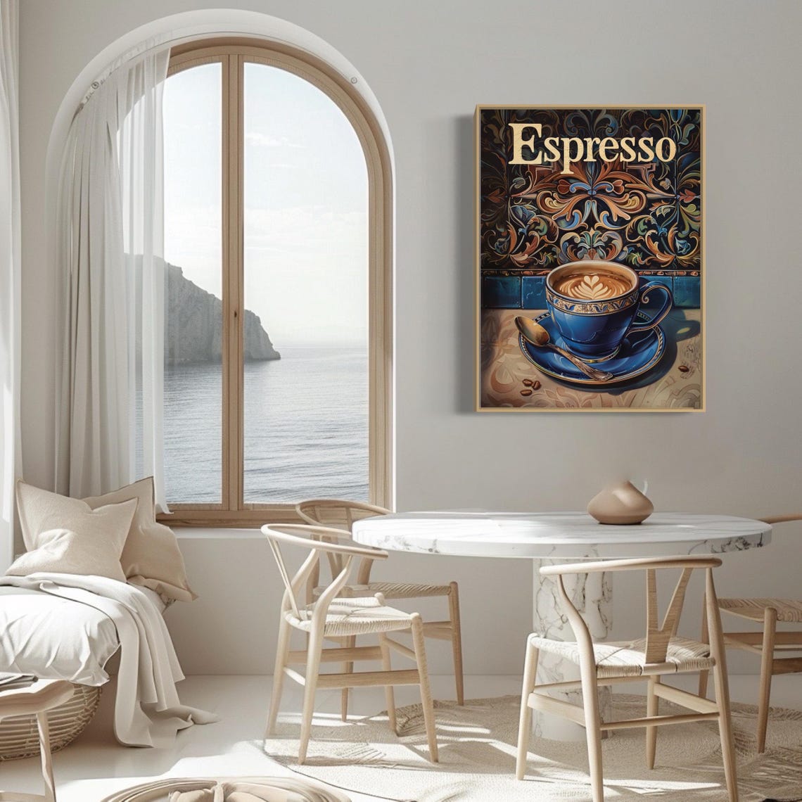 Retro Blue Coffee Poster, Italian Espresso Print, Retro Coffee Art ...