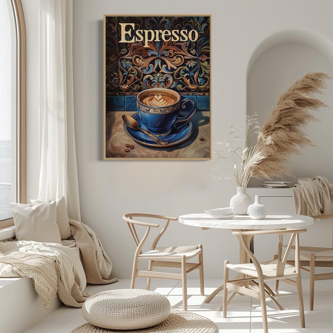 Retro Blue Coffee Poster, Italian Espresso Print, Retro Coffee Art ...