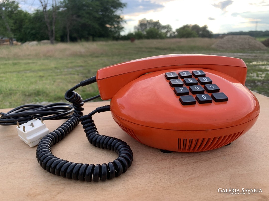 Vintage Orange Black Push Button Phone 1970s Retro Telephone Retro - Etsy