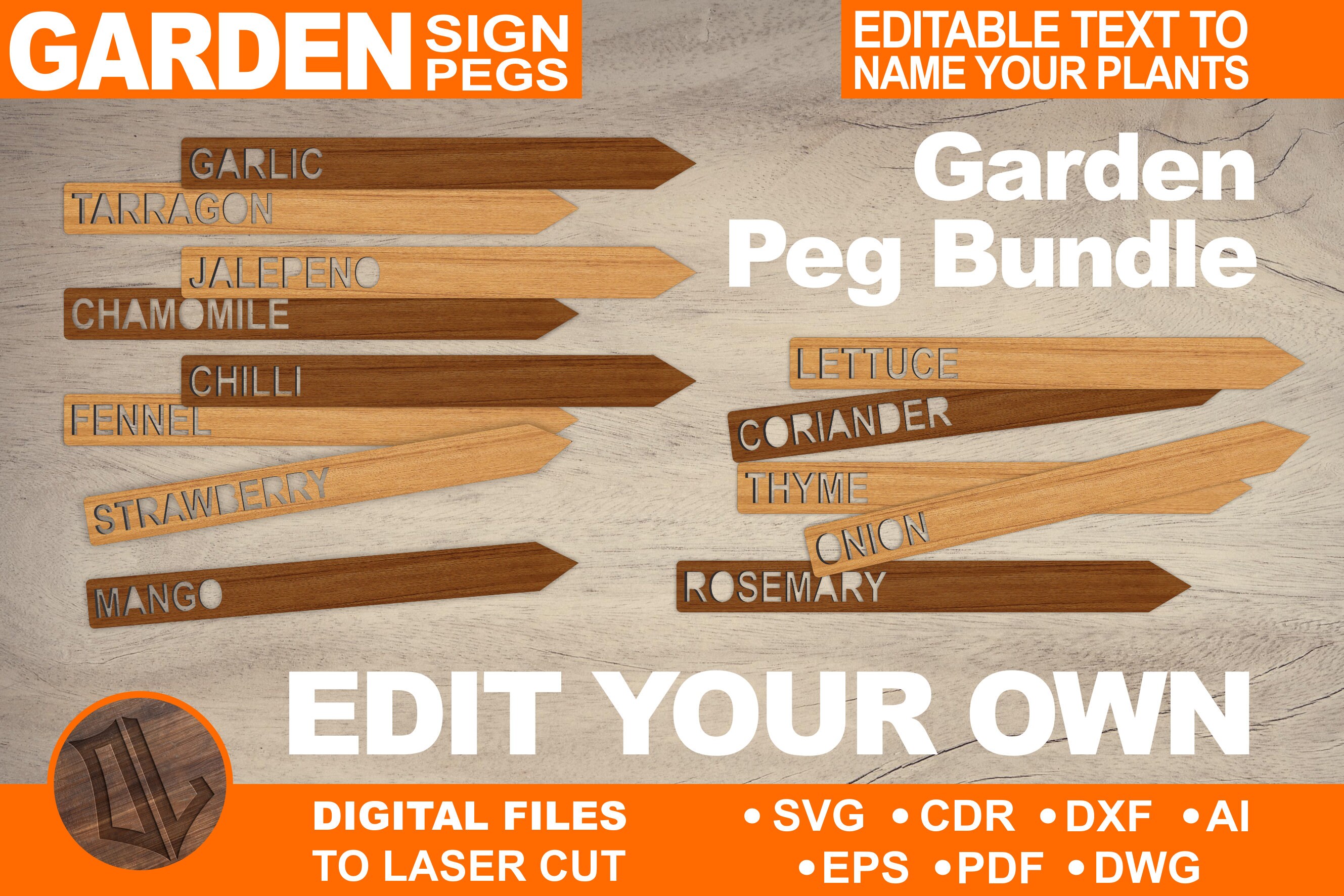 Editable Garden Sign Peg Bundle Cut Files - Etsy