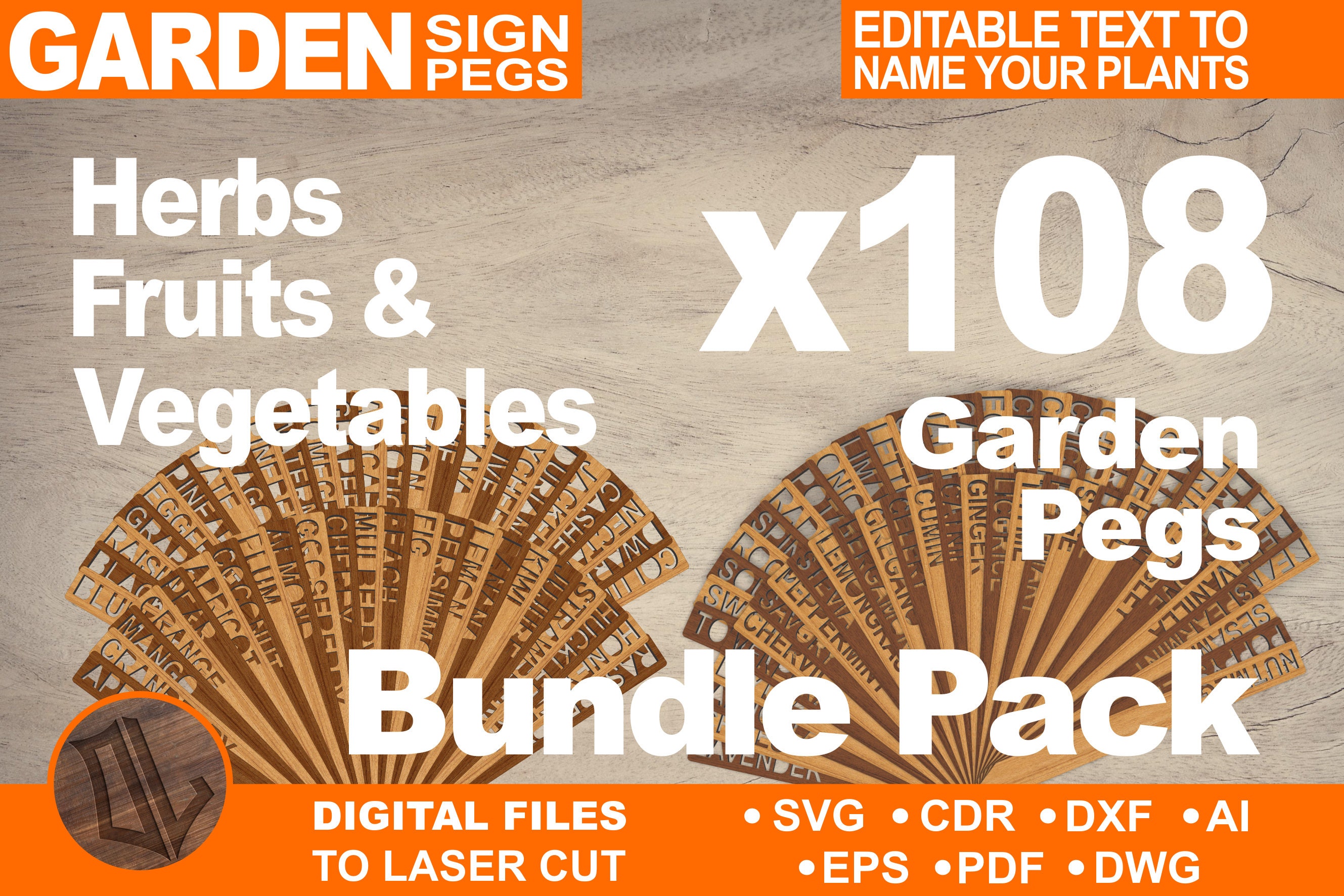 Editable Garden Sign Peg Bundle Cut Files - Etsy