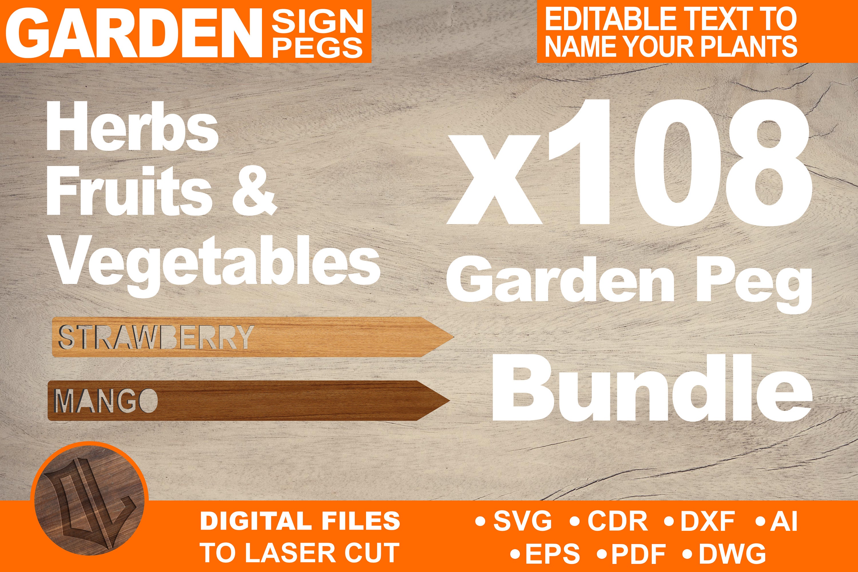 Editable Garden Sign Peg Bundle Cut Files - Etsy