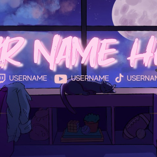 Cozy Room Twitter Header Banner Chill Cat - Etsy