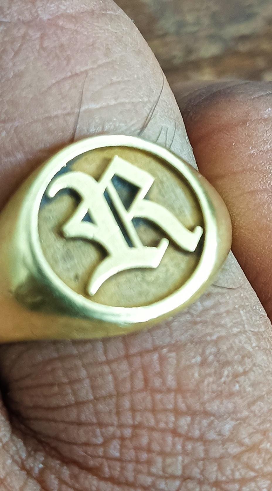Sterling Silver Initial Signet Ring, Gothic Letter, Custom Monogram - Etsy