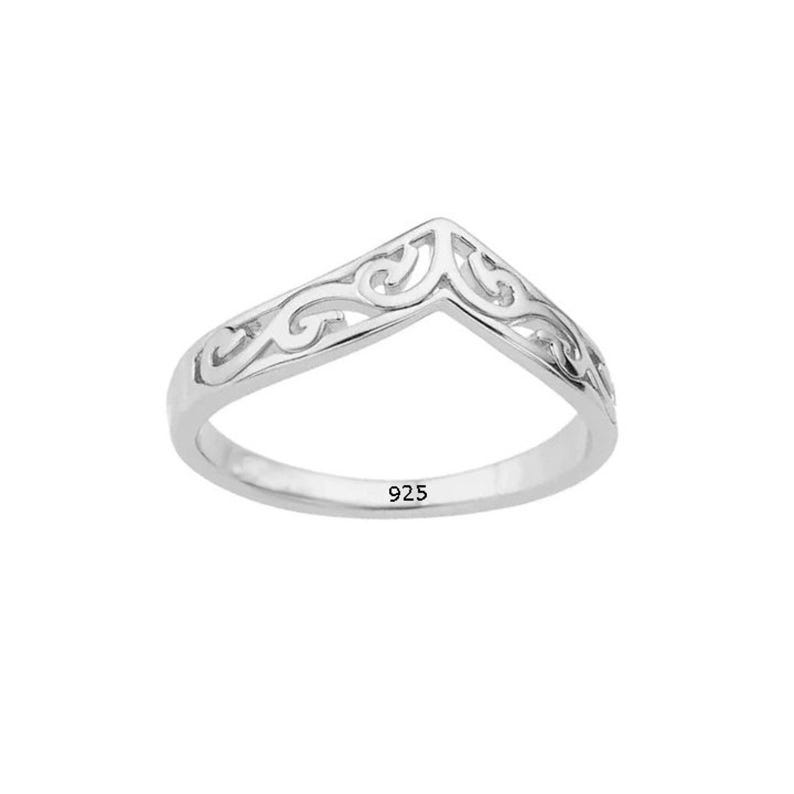 Chevron Filigree Ring, V Shape Ring, Chevron Ring, Dainty Ring, Midi ...