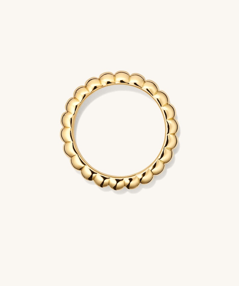 4mm Wide Charlotte Ring, Fluffy Slim Ring, Puffy Stacking Ring, Ribbed ...