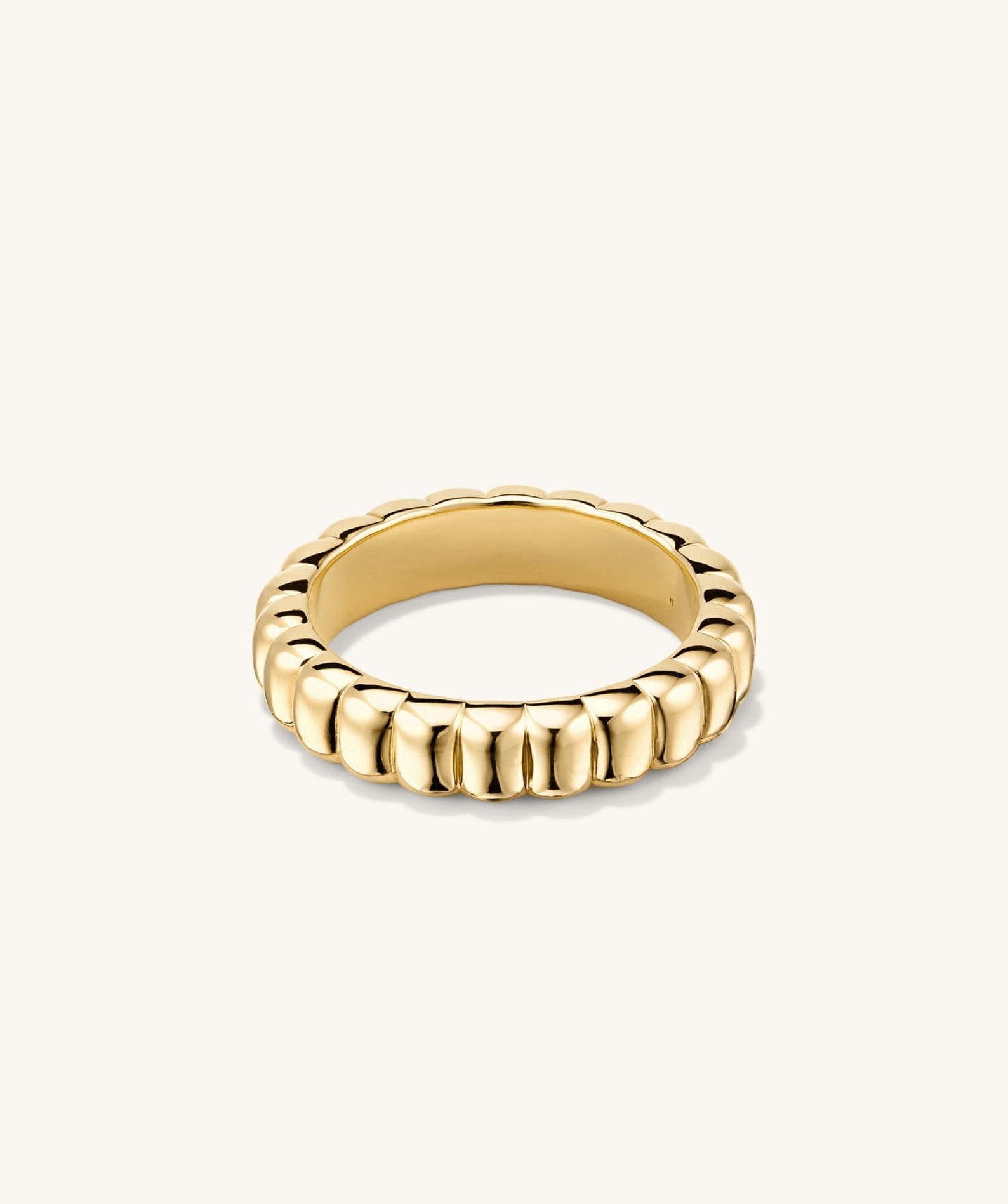 4mm Wide Charlotte Ring, Fluffy Slim Ring, Puffy Stacking Ring, Ribbed ...