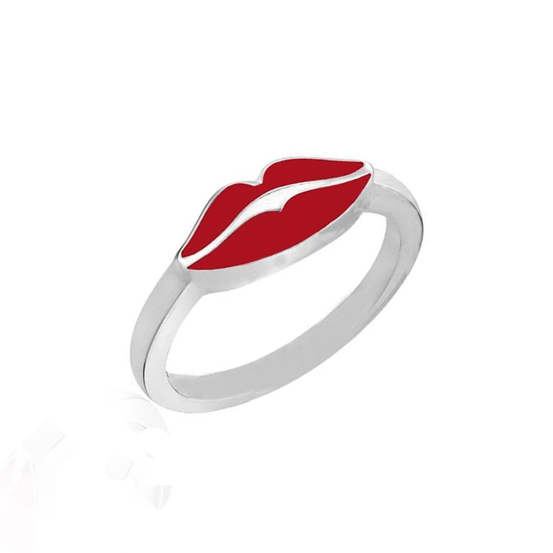 Lips Ring | Red Enamel Lip Ring | Lips Kiss Ring | Lover Lips Ring ...