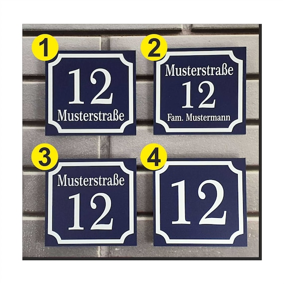 Hausnummer RETRO 10x10cm 15x15cm 20x20cm BLAU inkl. - Etsy.de