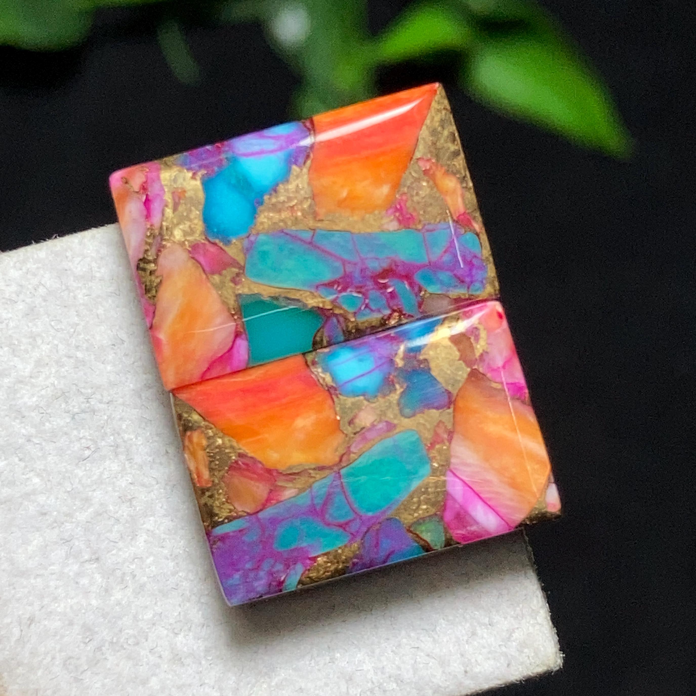 Awesome Pink Mohave Pair Turquoise Cabochon, 15 X 10 X 4MM, 19.2ct ...