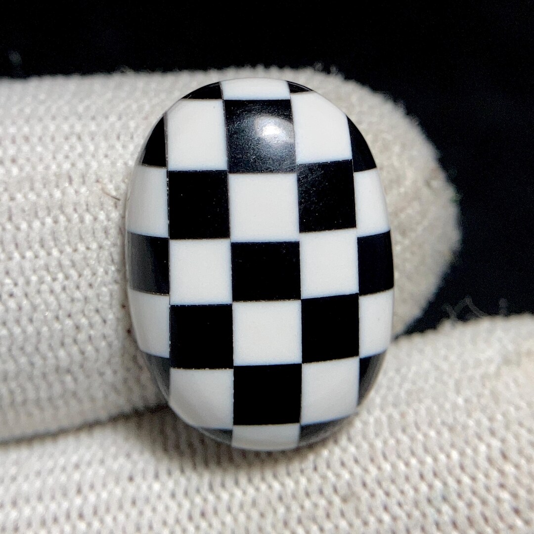 Unique Checkerboard Patterns Cabochon, Black Onyx Checkered Cabochon ...
