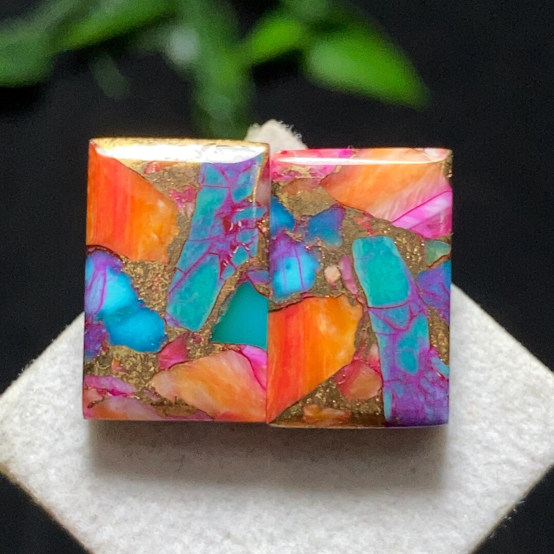 Awesome Pink Mohave Pair Turquoise Cabochon, 15 X 10 X 4MM, 19.2ct ...
