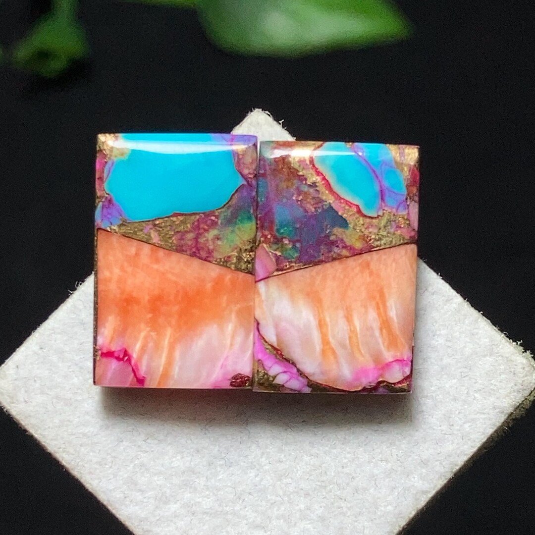 Awesome Pink Mohave Pair Turquoise Cabochon, 16 X 10 X 3MM, 13.3ct ...