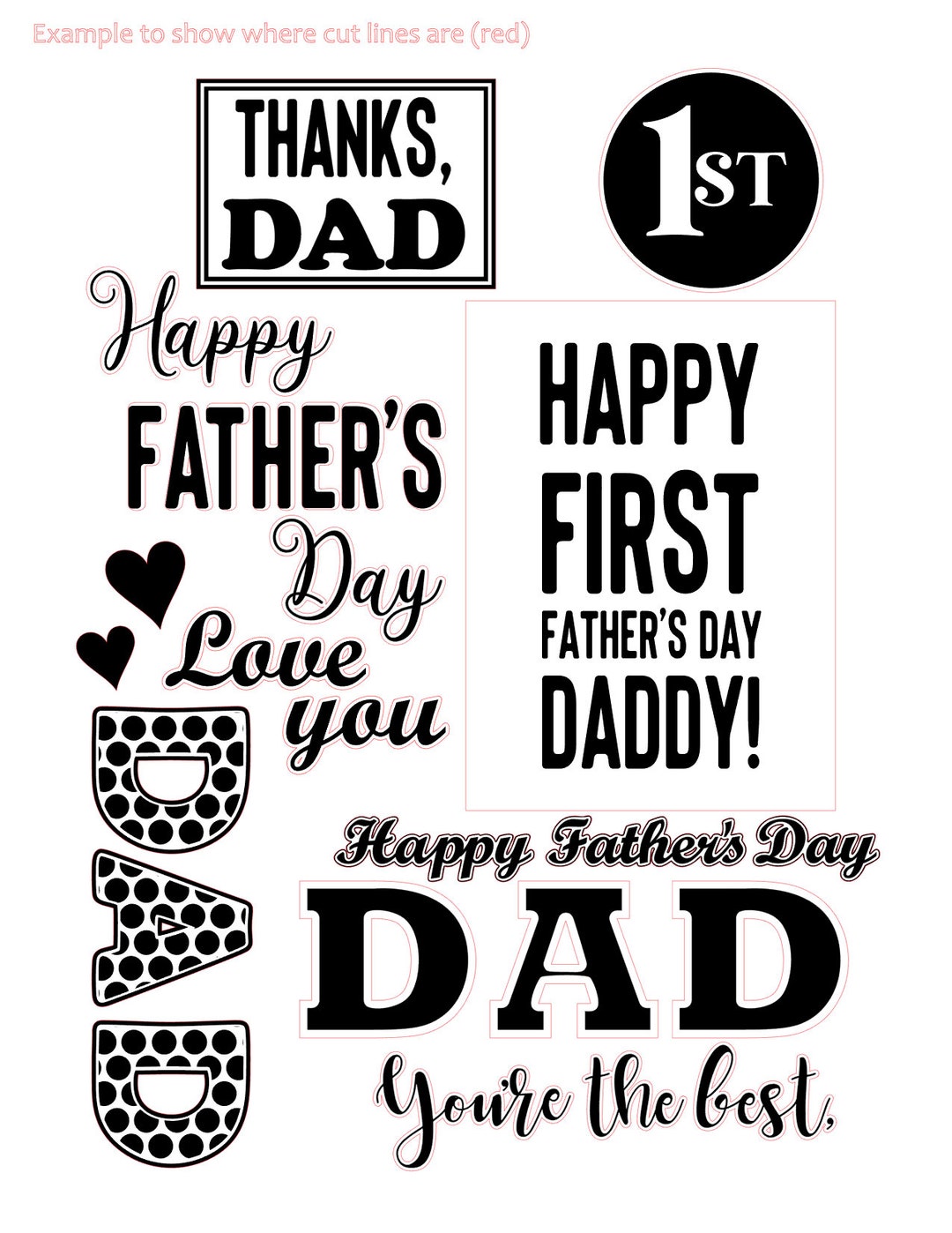 A4 and Printable Father's Day Sentiments for Cards - PDF and SVG - Etsy