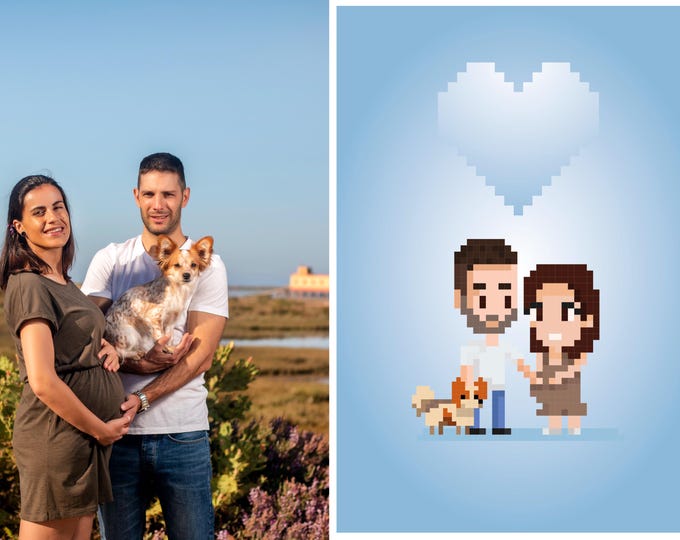 Custom Family Pixel Art Portrait - Etsy