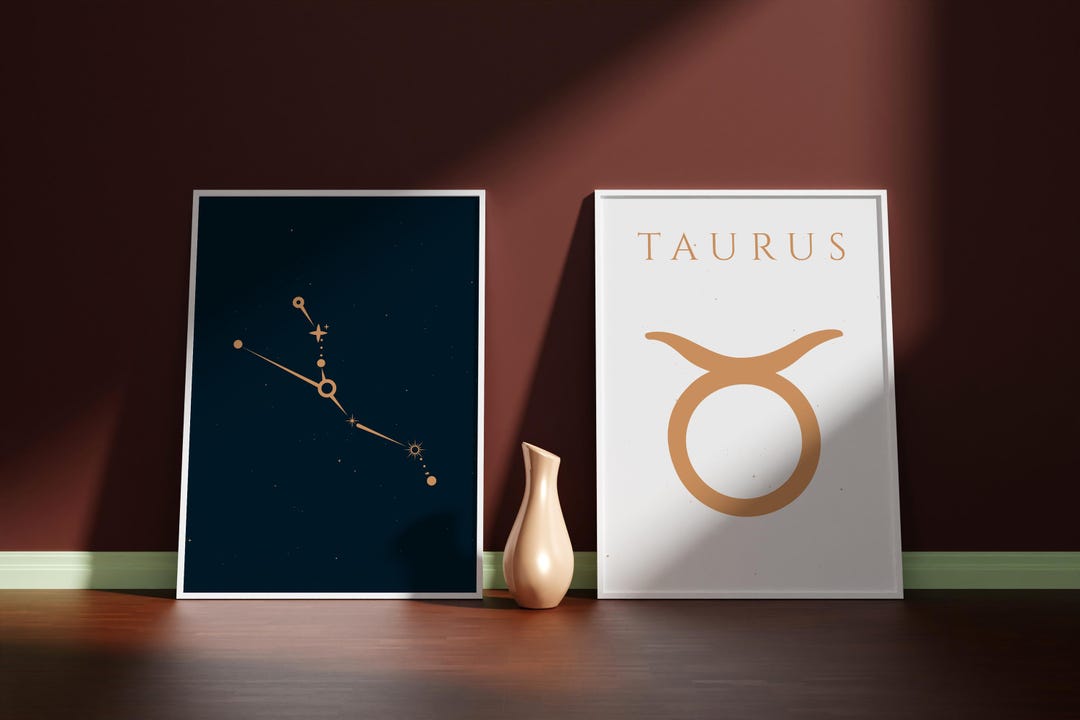 Set of 2 Zodiac Sign Digital Posters | Taurus | Constellation Wall Art ...