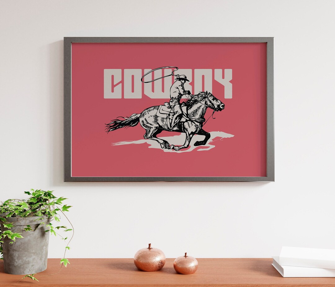 Horizontal Cowboy Poster, Wild West Art, Western Wall Art, Cowboy Print ...