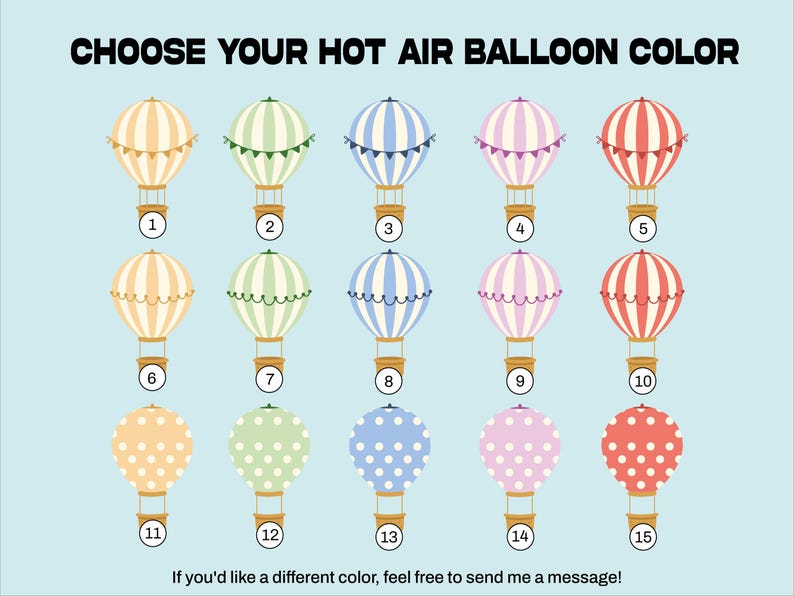 Custom Hot Air Balloon Name Poster - Personalized Baby Nursery Wall Art ...