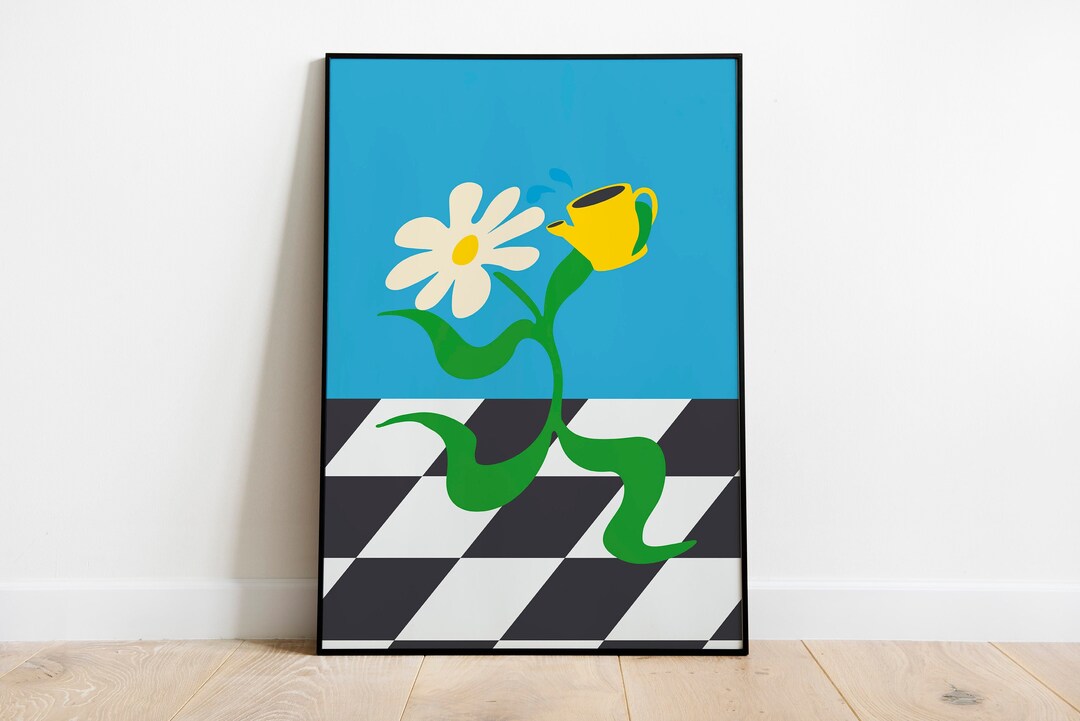 Retro Flower Poster Fun and Colorful Home Decoration Modern Art Floral ...
