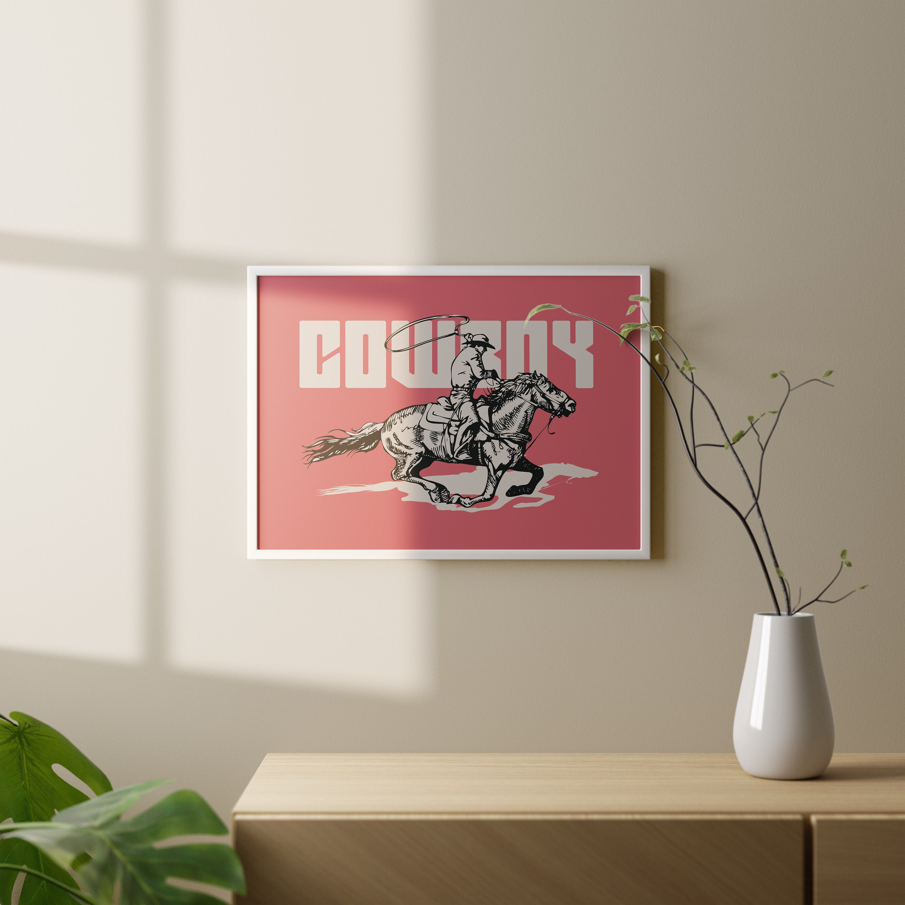 Horizontal Cowboy Poster, Wild West Art, Western Wall Art, Cowboy Print ...