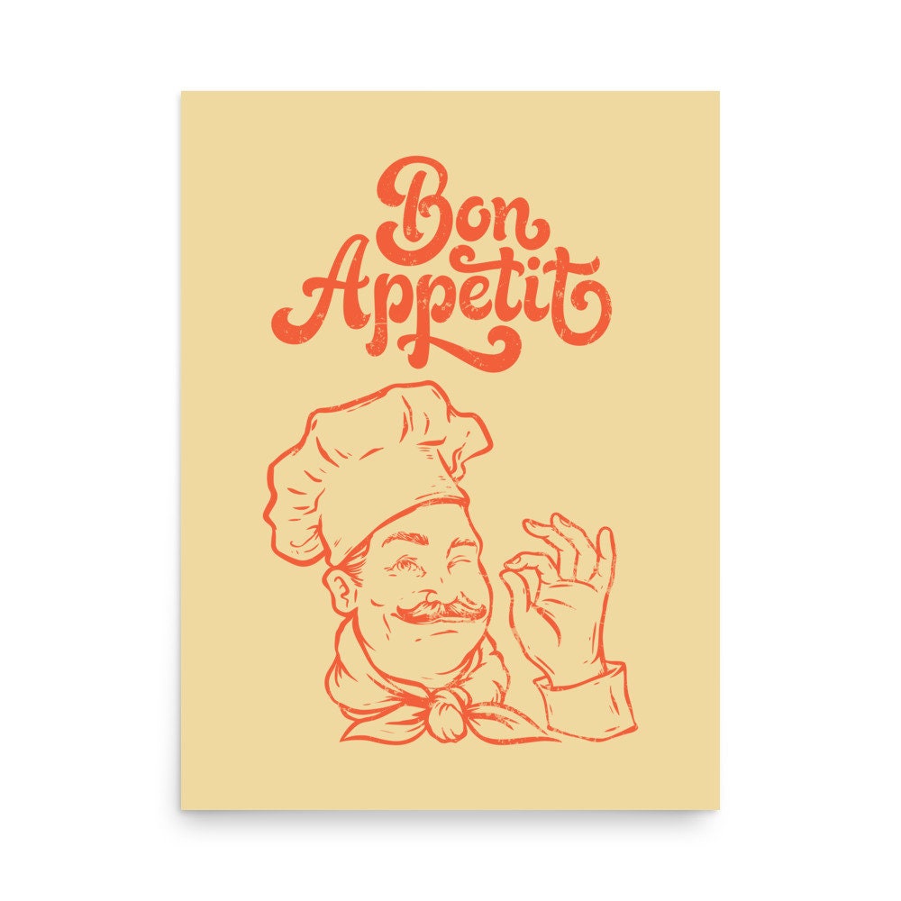 Bon Appetit Art Print - Kitchen Wall Art - Art for Kitchen - Art for ...