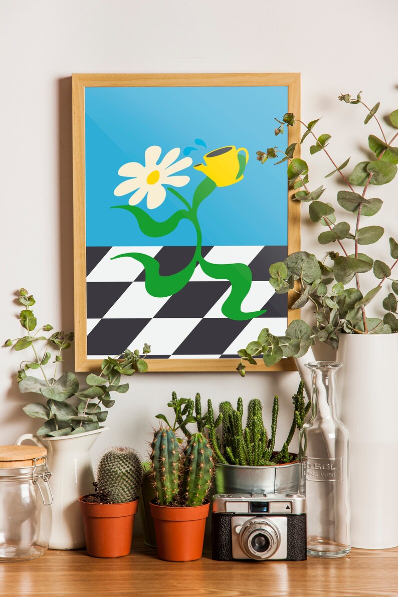 Retro Flower Poster Fun and Colorful Home Decoration Modern Art Floral ...