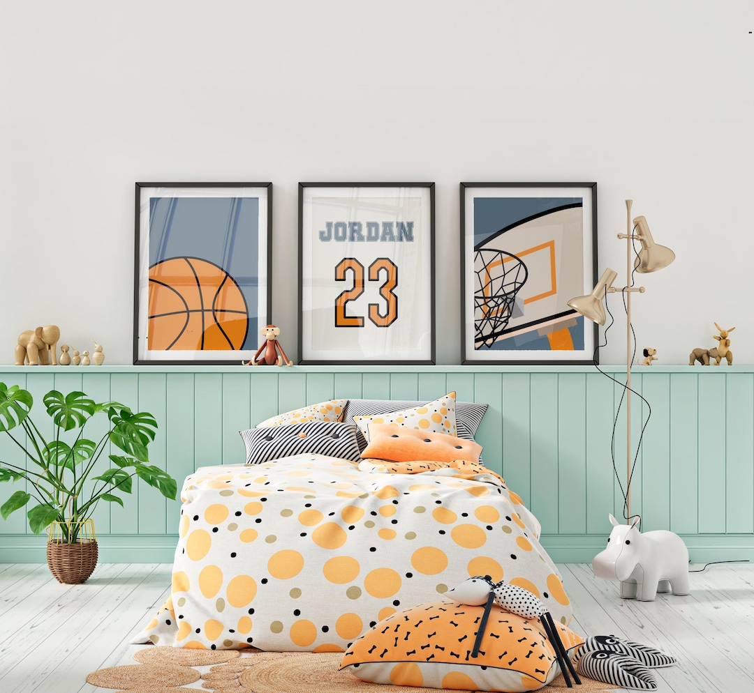 Custom Basketball Prints for Kids Room | Name & Jersey Number Digital ...