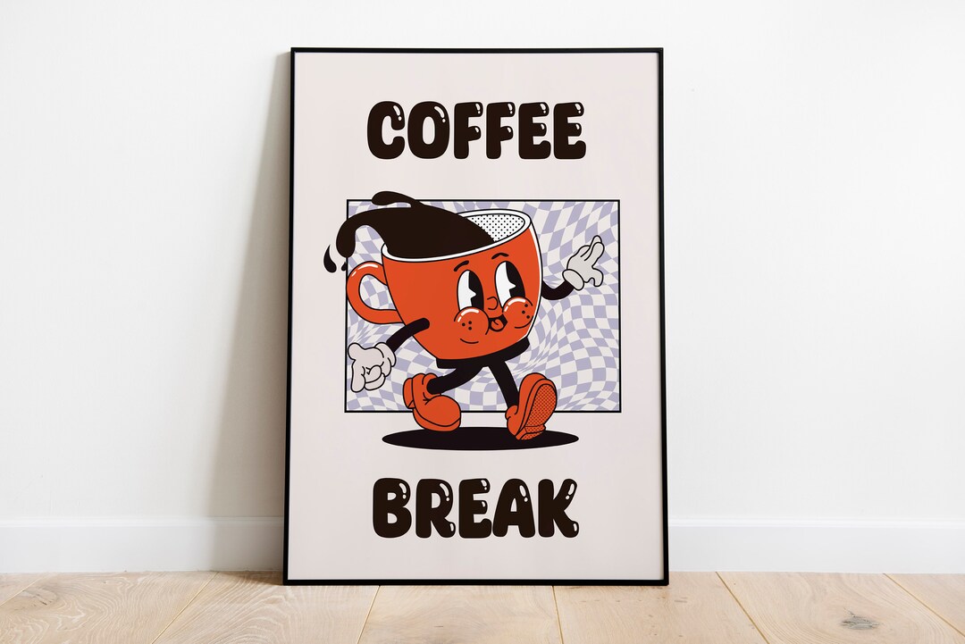 Coffee Break Print,retro Character, Art Print, Wall Art, UNFRAMED - Etsy