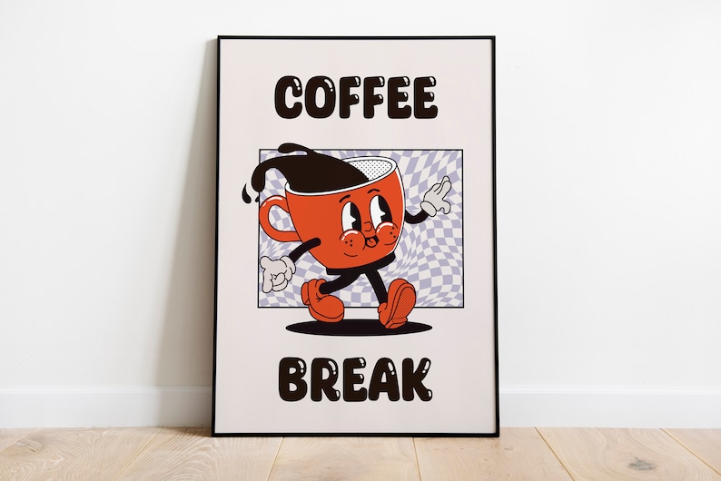 Coffee Break Print,retro Character, Art Print, Wall Art, UNFRAMED - Etsy