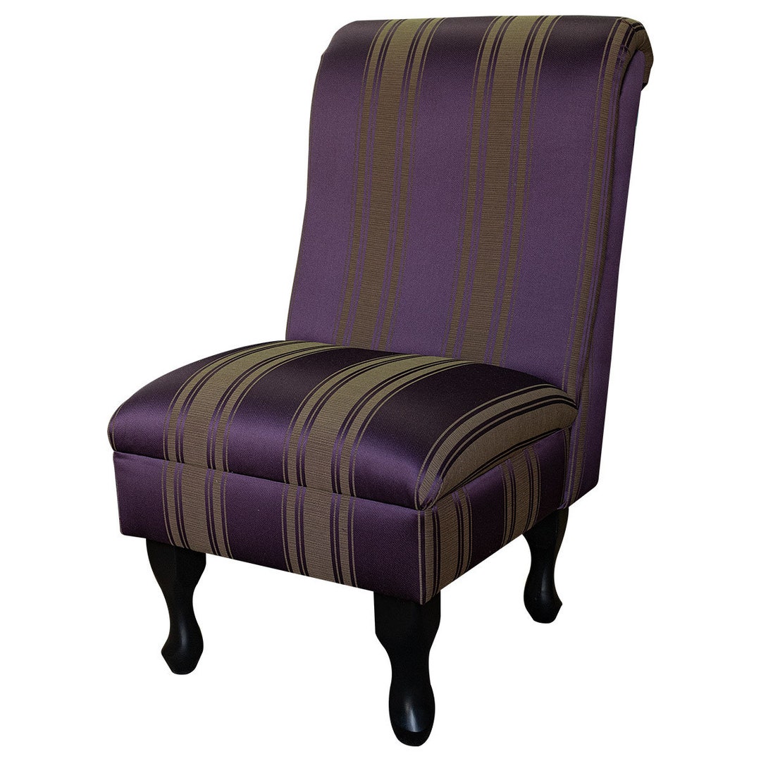 Purple Striped Handmade Bedroom Chair | Luxury Accent Chair | Damask ...
