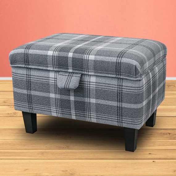 Tartan footstool with storage store