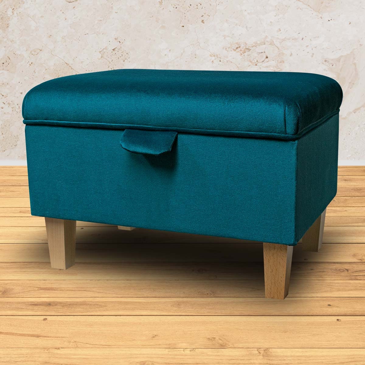 Teal velvet storage ottoman store
