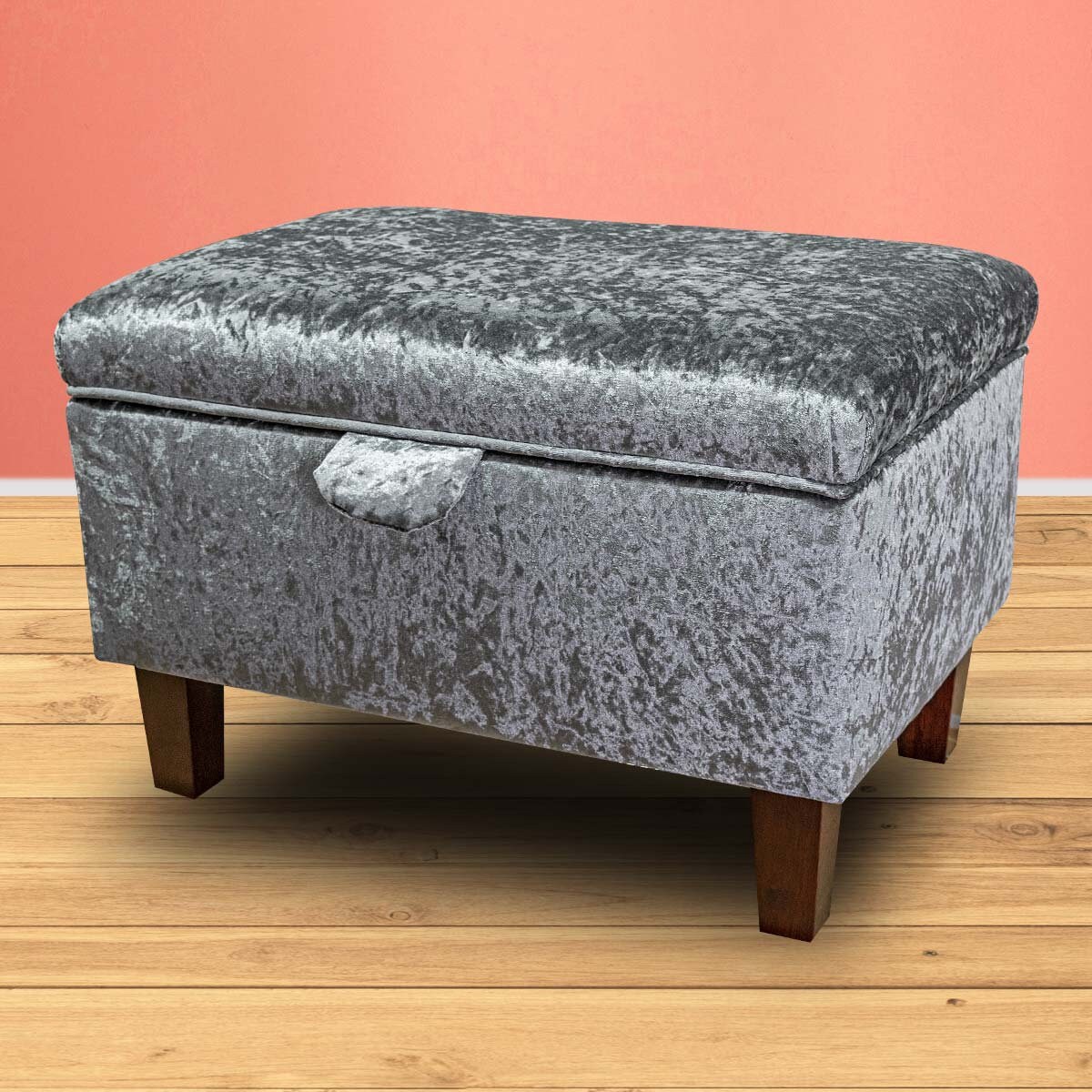 Crushed silver ottoman store