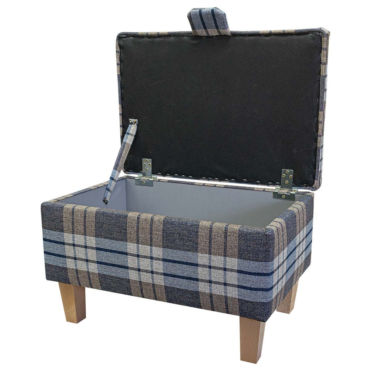 Handmade Blue Tartan Storage Ottoman Kintyre Chambray Fabric - Etsy UK