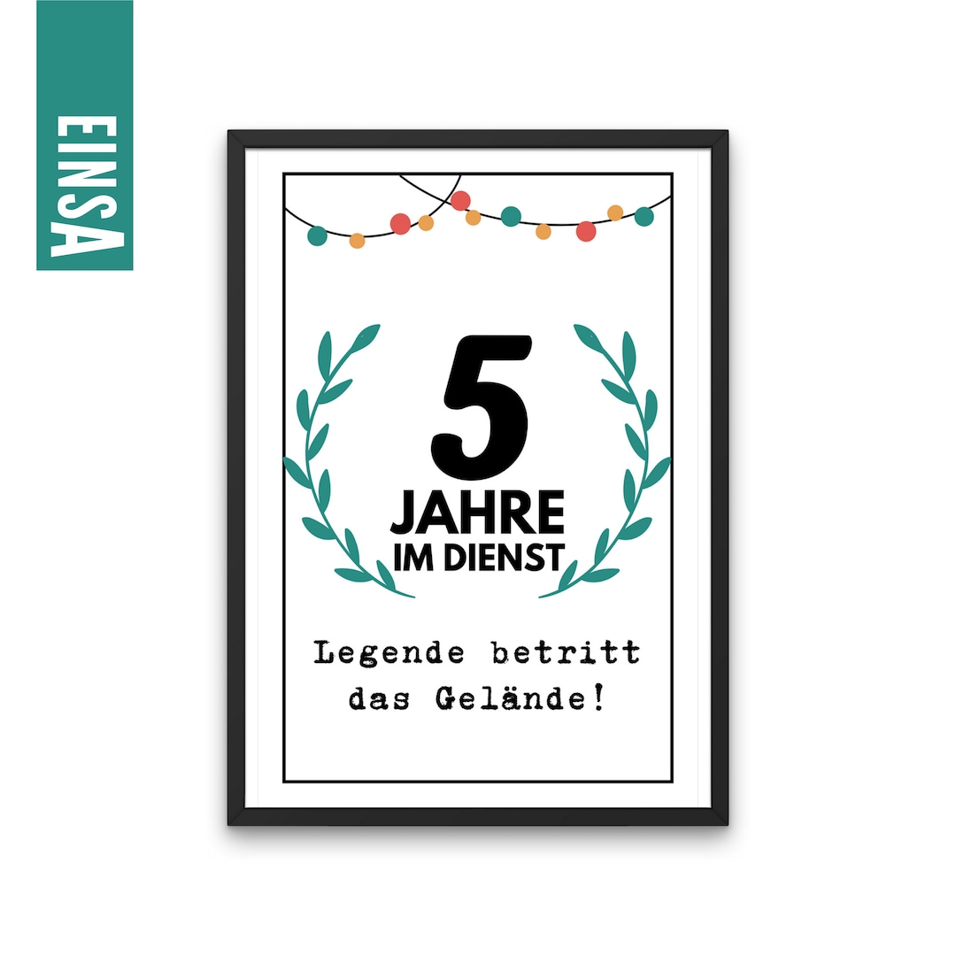 Poster | 5 Jahre im Dienst | digitale Datei | Geschenk | Gratulation ...