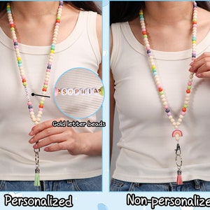 Personalized Wooden Teacher Lanyard With Name,custom Rainbow Teacher ...