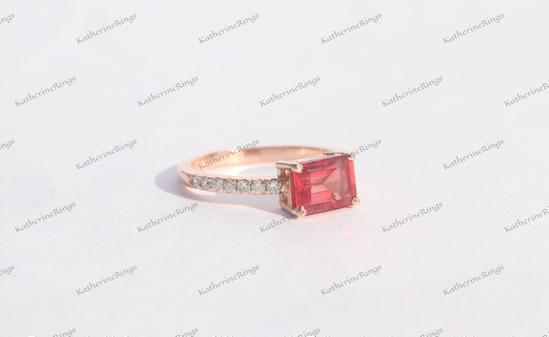 Vintage Padparadscha Sapphire Engagement Ring, Orange Sapphire Wedding ...