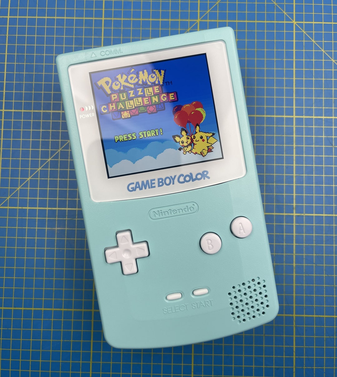 Nintendo Gameboy Color Baby Blue and White Buttons Q5 OSD XL Laminate ...