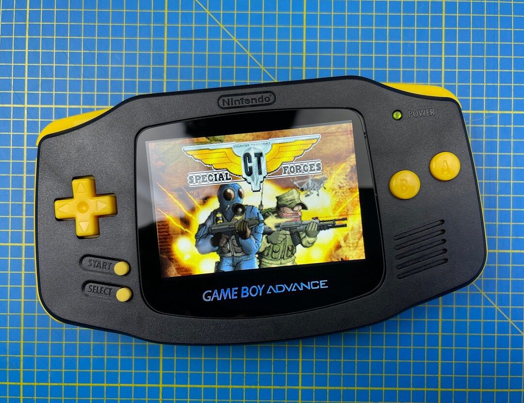 Gameboy Advance GBA Black With Yellow Buttons Backlight IPS V2 Screen ...