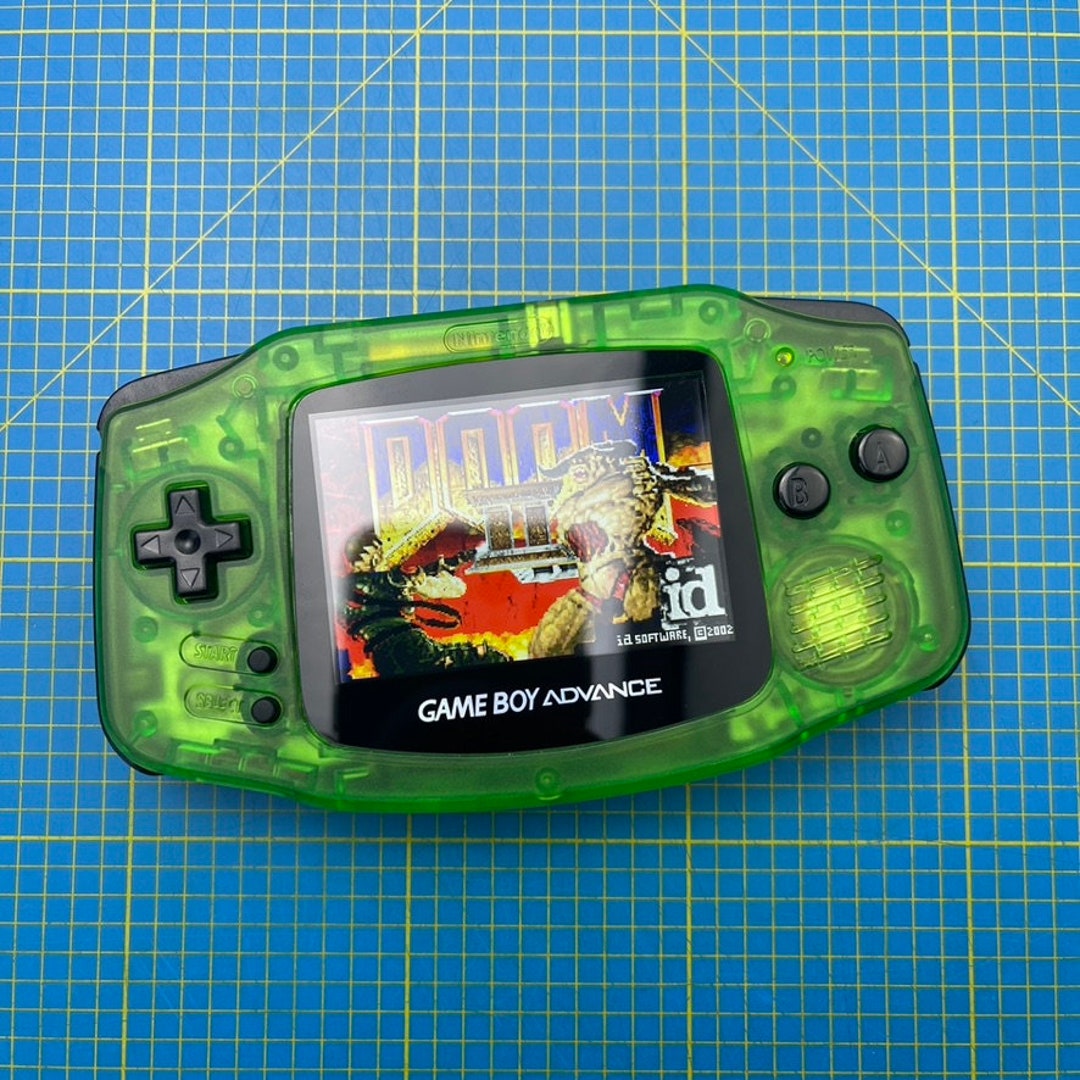 Gameboy Advance GBA Clear Transparent Green and Black Backlight IPS V2 ...
