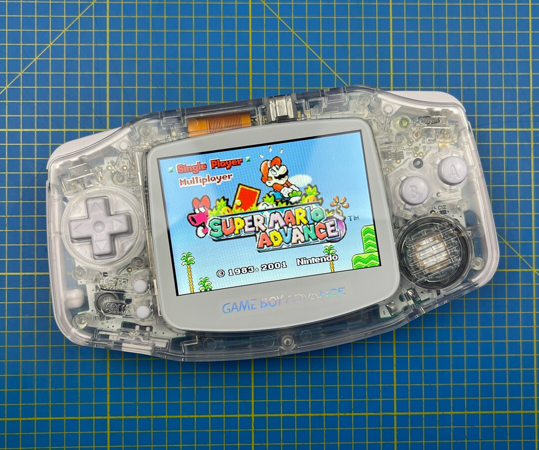 Gameboy Advance GBA Crystal Clear and White Buttons Backlight IPS V2 ...