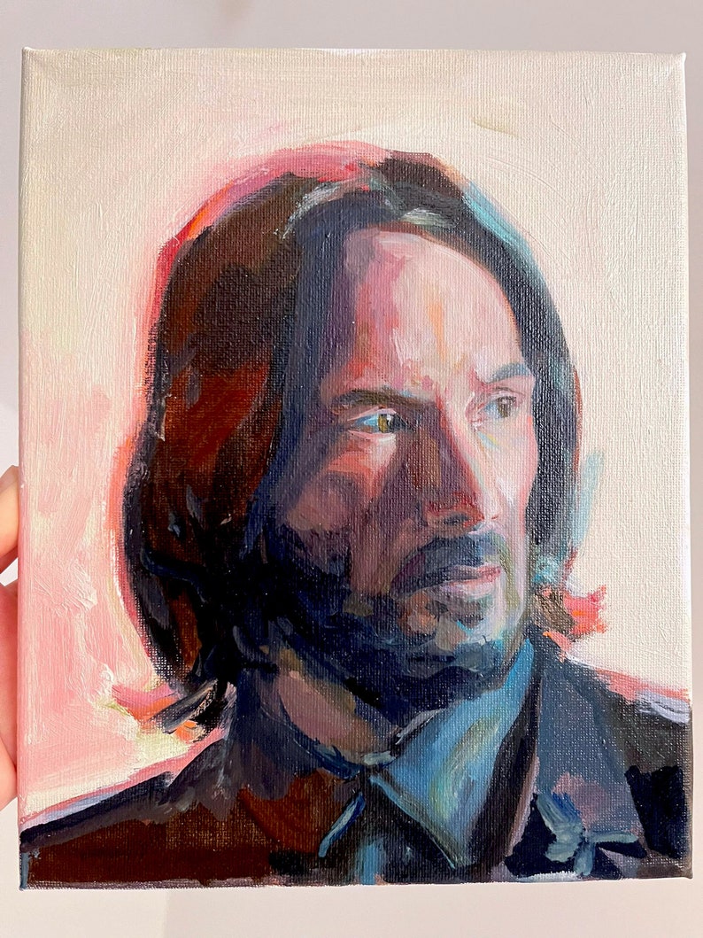 John Wick Keanu Reeves Original Oil Painting 7.8x9.8 - Etsy