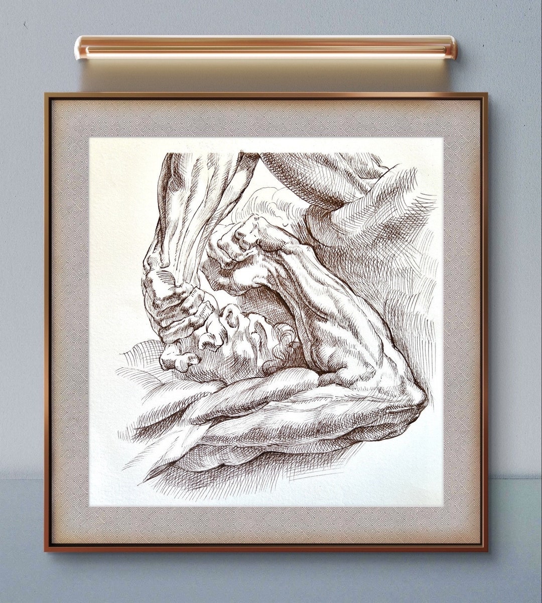Study of Muscular Man Arms Hands Rubens Original Ink Drawing Copy Old ...