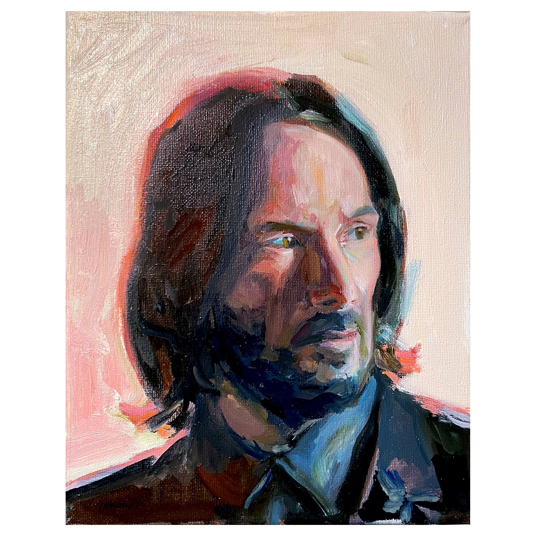 John Wick Keanu Reeves Original Oil Painting 7.8x9.8 - Etsy