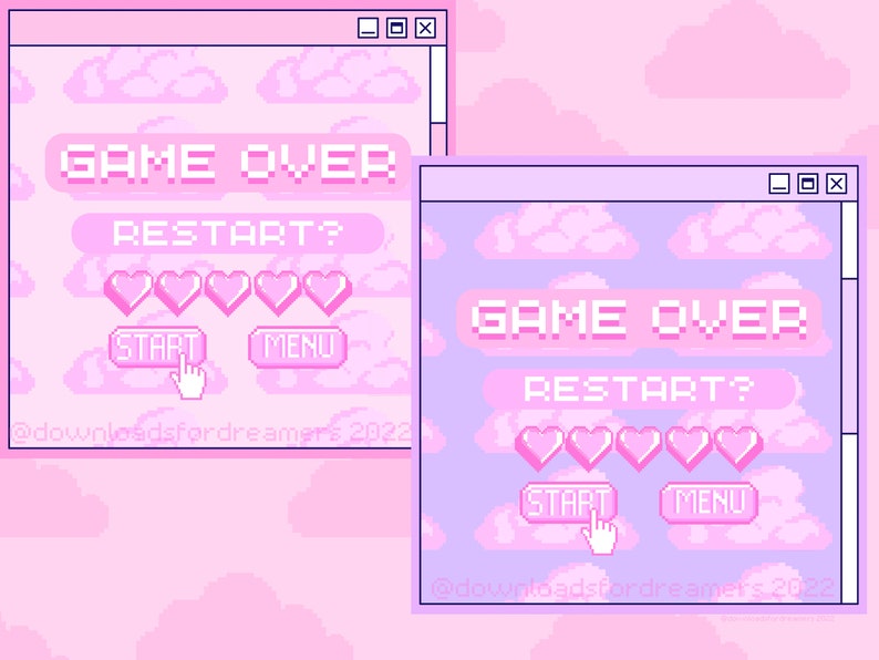 Game Over Clouds Desktop Wallpaper Kawaii Gaming pc - Etsy UK