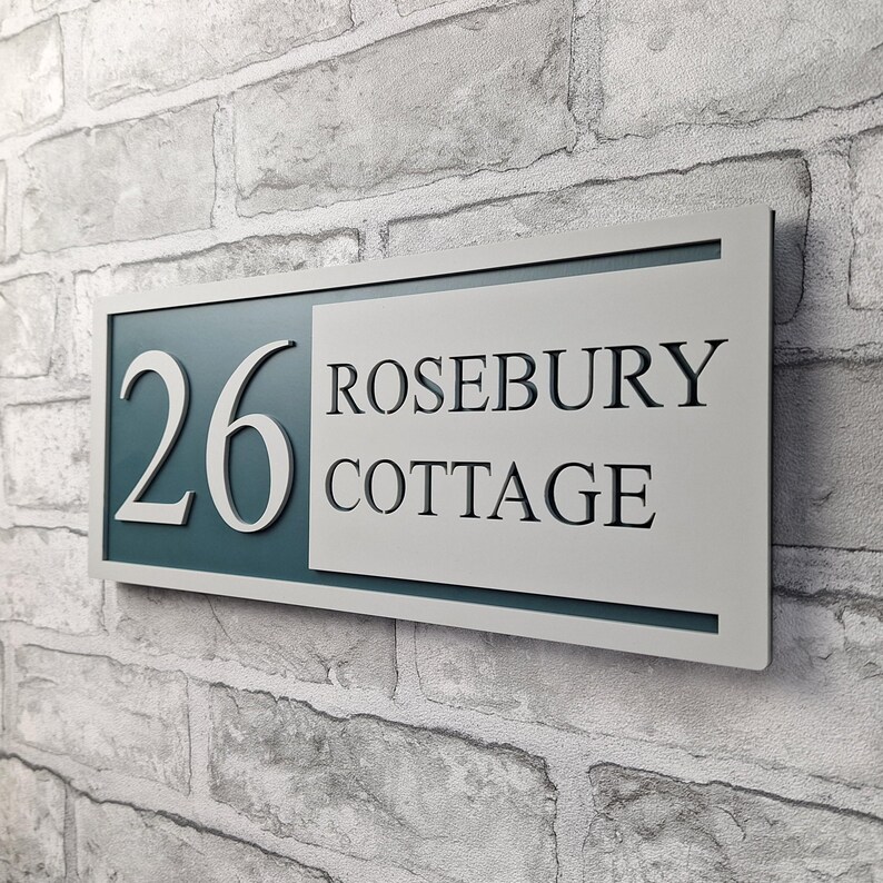 Personalized Modern House Sign: Matte Ash Grey Acrylic Door Number ...