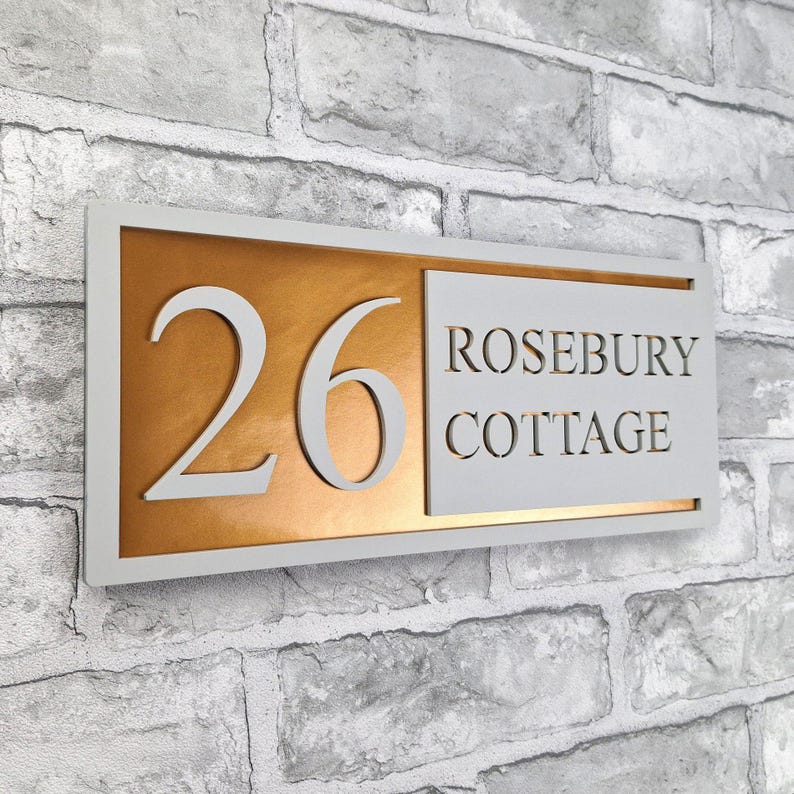 Personalized Modern House Sign: Matte Ash Grey Acrylic Door Number ...