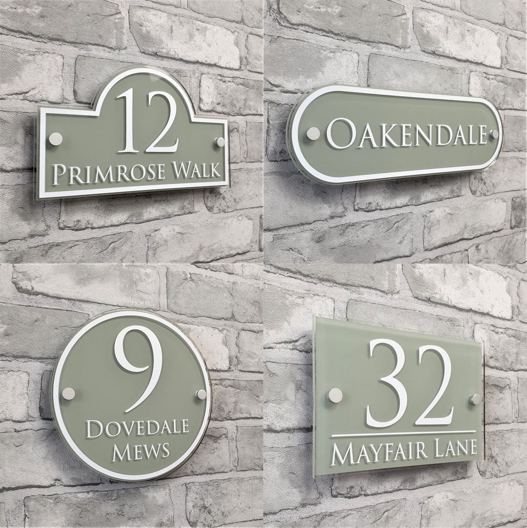 Traditional House Number Signs & Address Plaques in Sage Green - Etsy